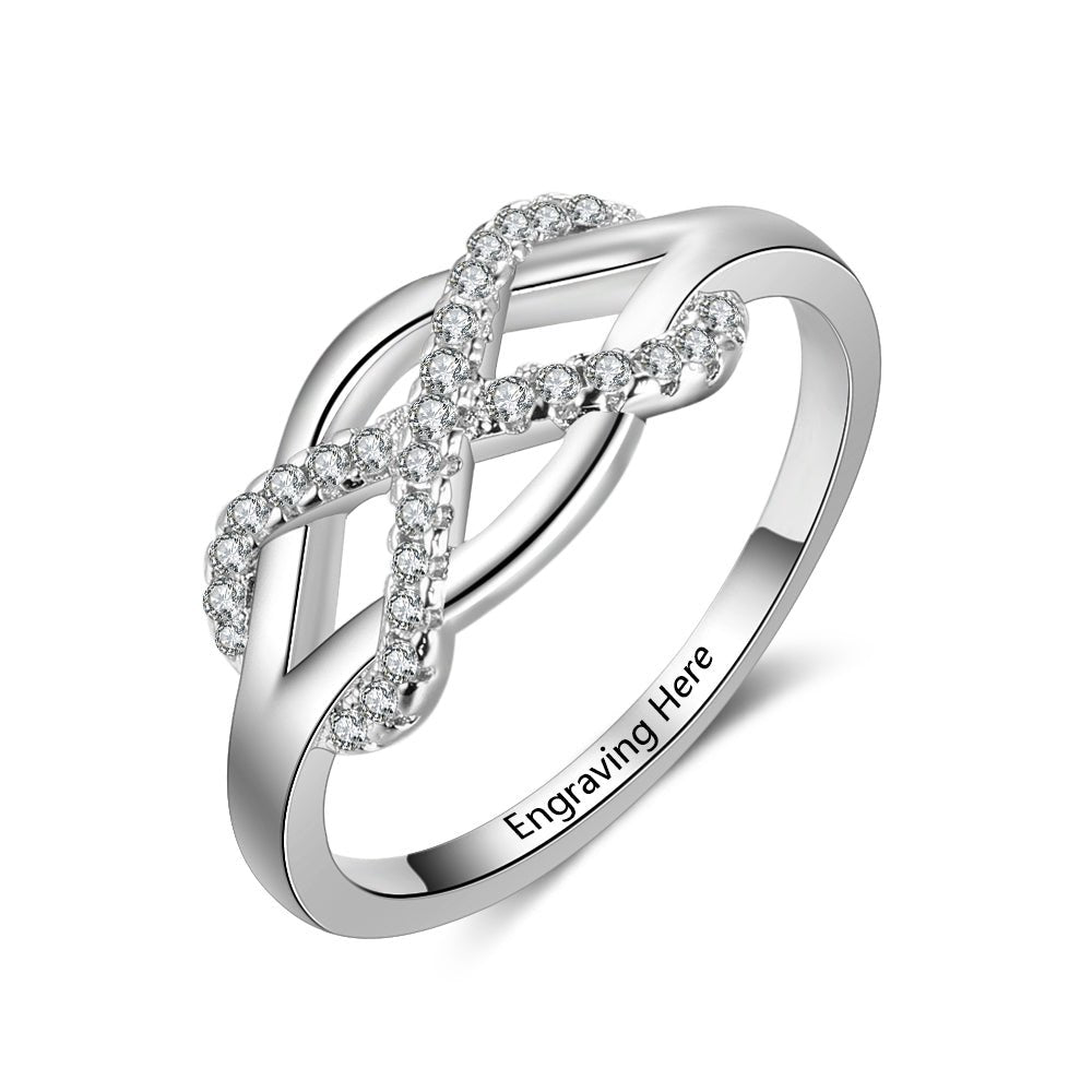 Engraved Infinity Love Ring- Rhodium Plated Ring – Luxoz