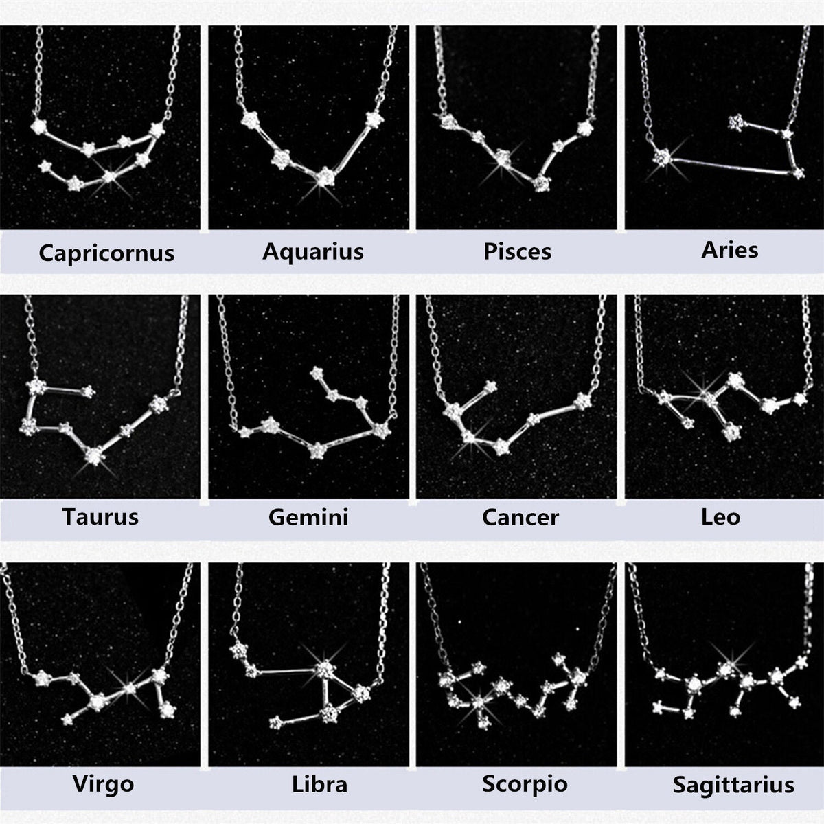 Silver Horoscope Astrology Zodiac Birth Sign Chain Necklace – Luxoz
